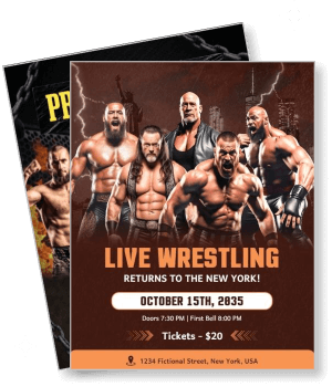 Wrestling Flyer Templates for Matches and Tournaments
