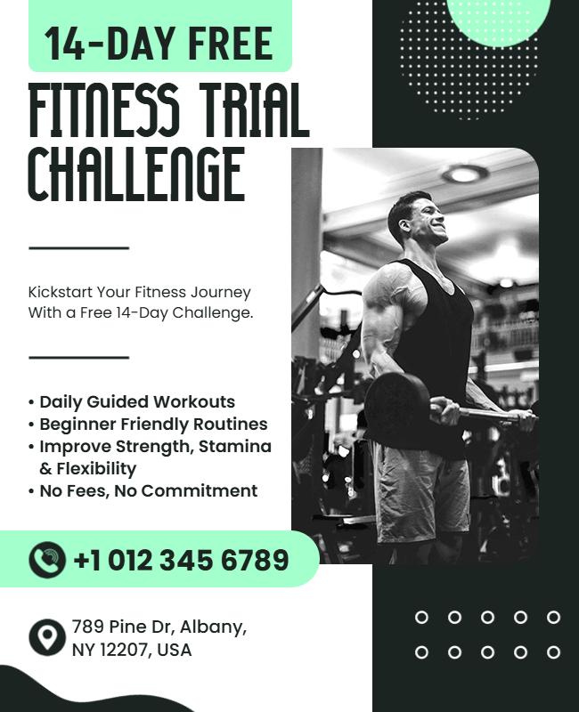 14-Day Free Fitness Trial Challenge Promotional Flyer Template