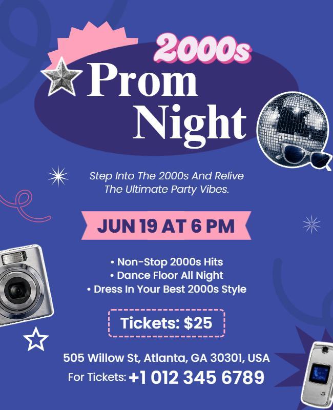 2000s Themed Prom Night Celebration Poster Template