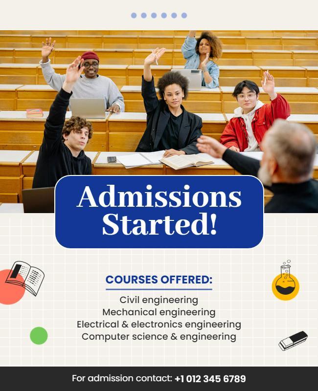 Academic Admissions Announcement with Engaged Students Poster Template