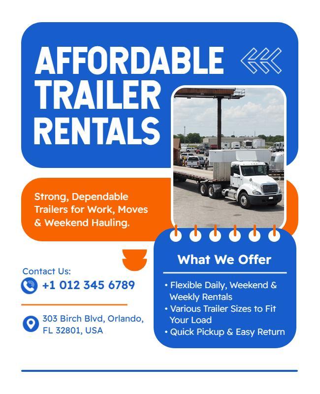 Affordable Trailer Rentals Service Flyer Template