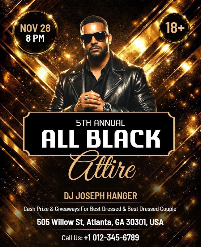All Black Attire Party Event Flyer Template