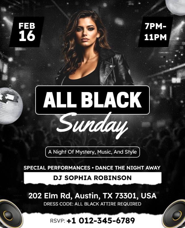 All Black Sunday Night Event Flyer Template