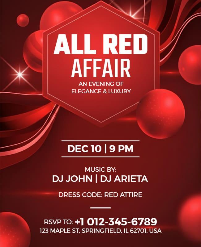 All Red Affair Social Gathering Flyer Template