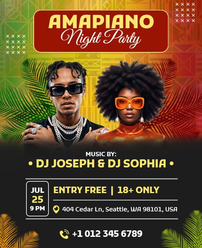 Amapiano Music Night Party Flyer Template