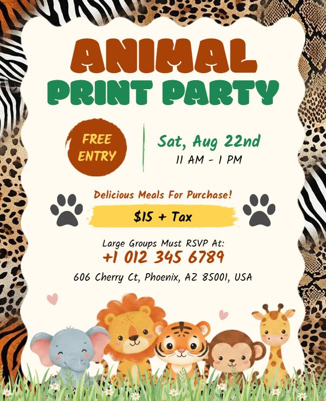 Animal Print Party Event Flyer Template