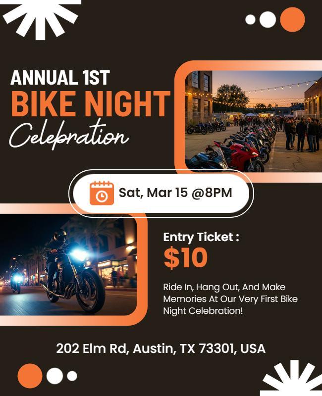 Annual 1st Bike Night Celebration Event Flyer Template