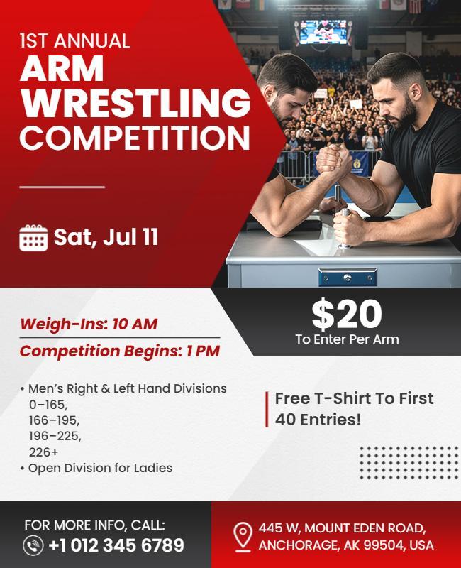 Annual Arm Wrestling Competition Event Flyer Template