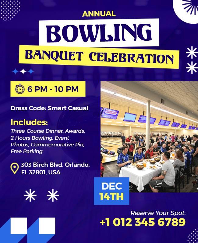 Annual Bowling Banquet Celebration Flyer Template