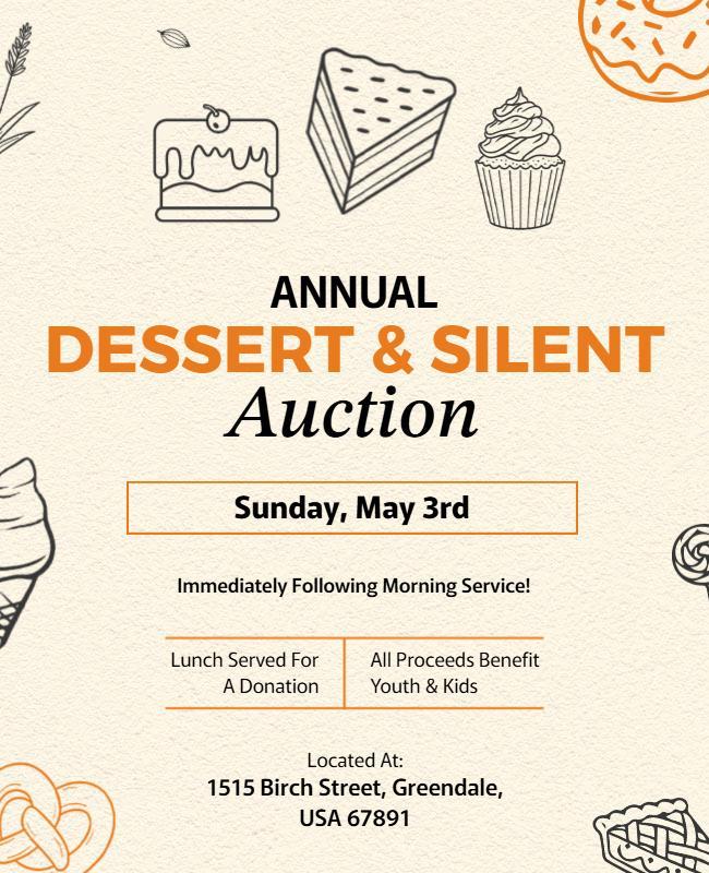Annual Dessert and Silent Auction Flyer Template