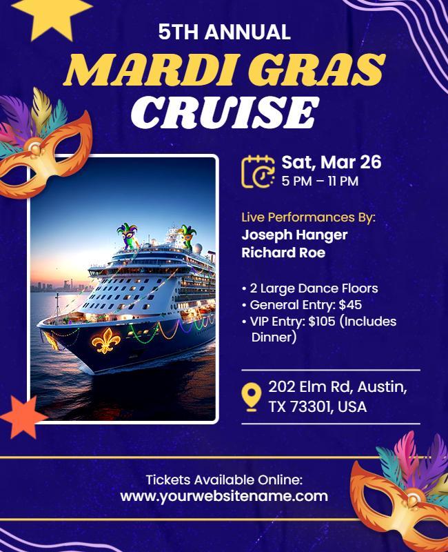 Annual Mardi Gras Cruise Event Flyer Template