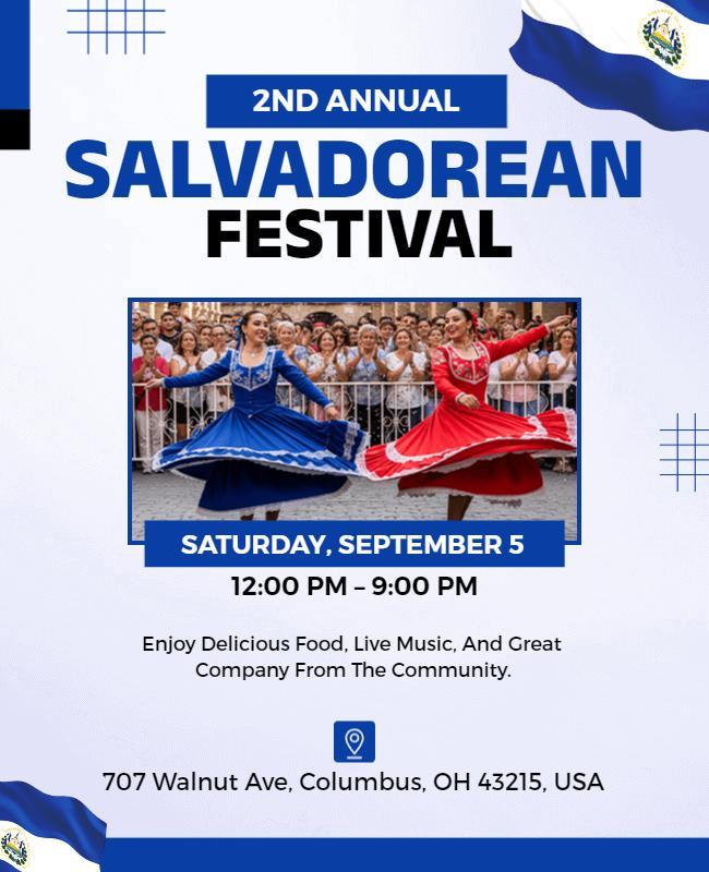 Annual Salvadoran Cultural Festival Celebration Flyer Template