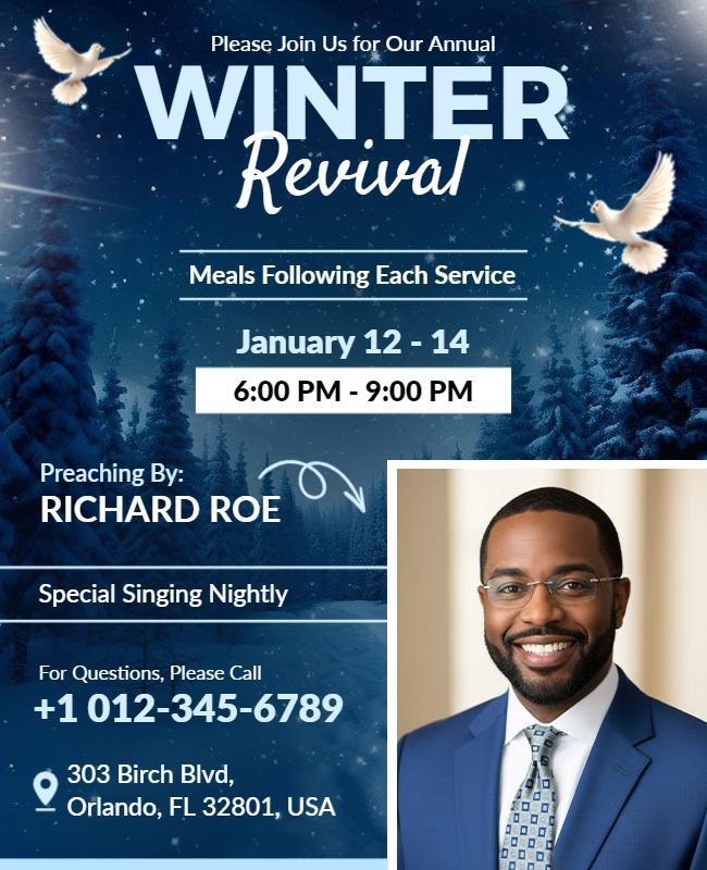 Annual Winter Revival Church Event Flyer Template