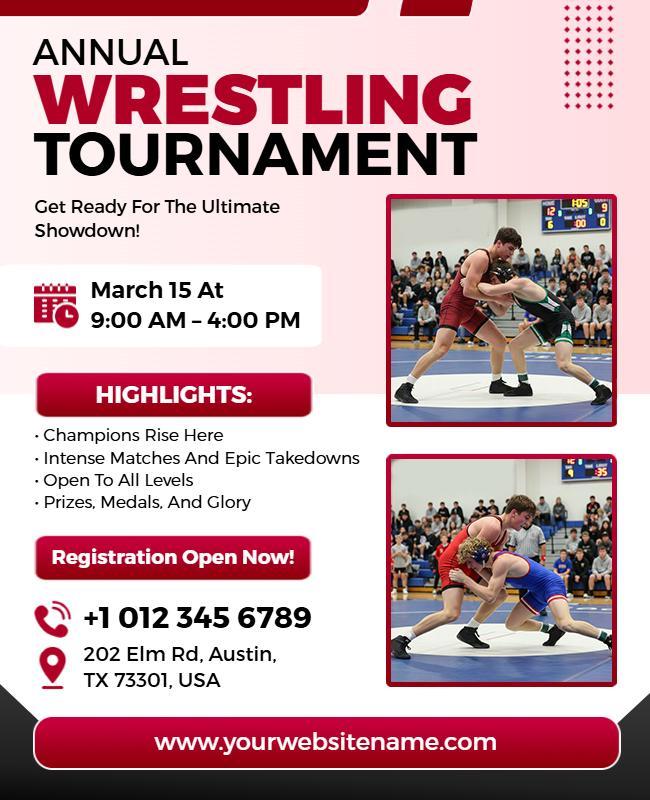 Annual Wrestling Tournament Event Flyer Template