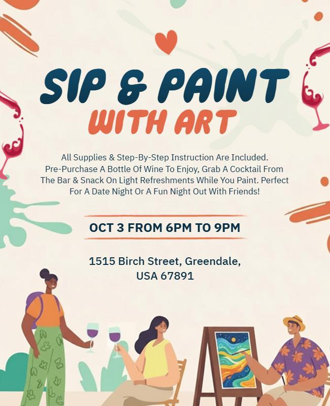 Free Sip and Paint Flyer Templates for Events & Parties