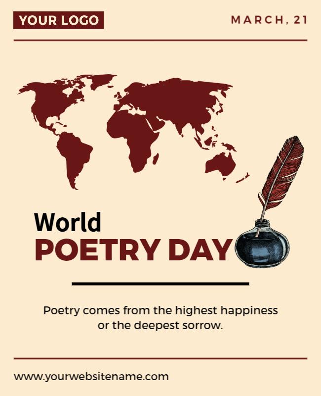 Artistic World Poetry Day Celebration Poster Template