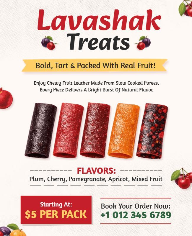 Assorted Lavashak Treats Promotional Flyer Template