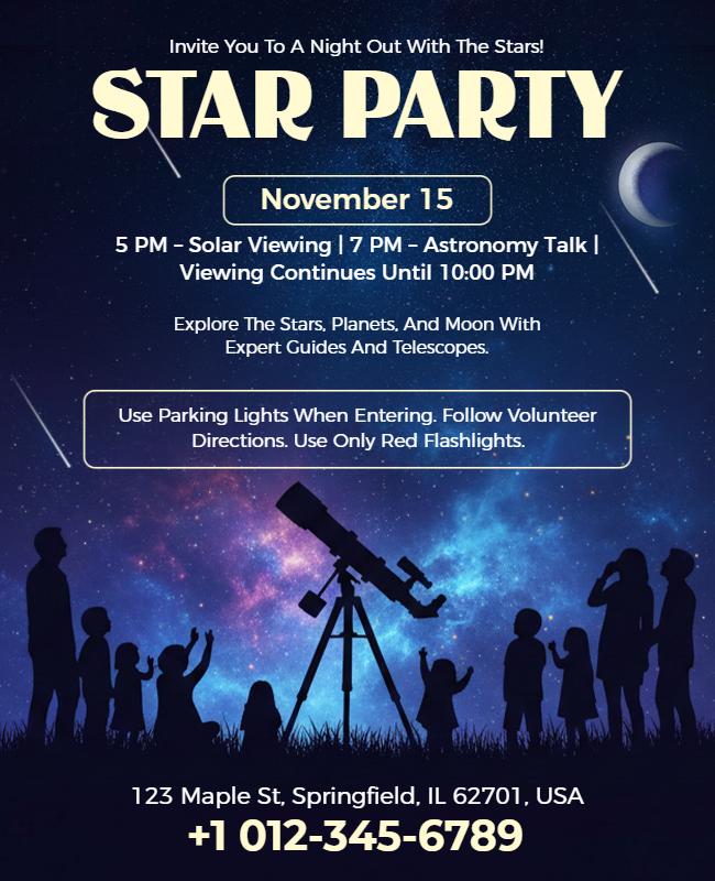Astronomy Star Viewing Party Flyer Template
