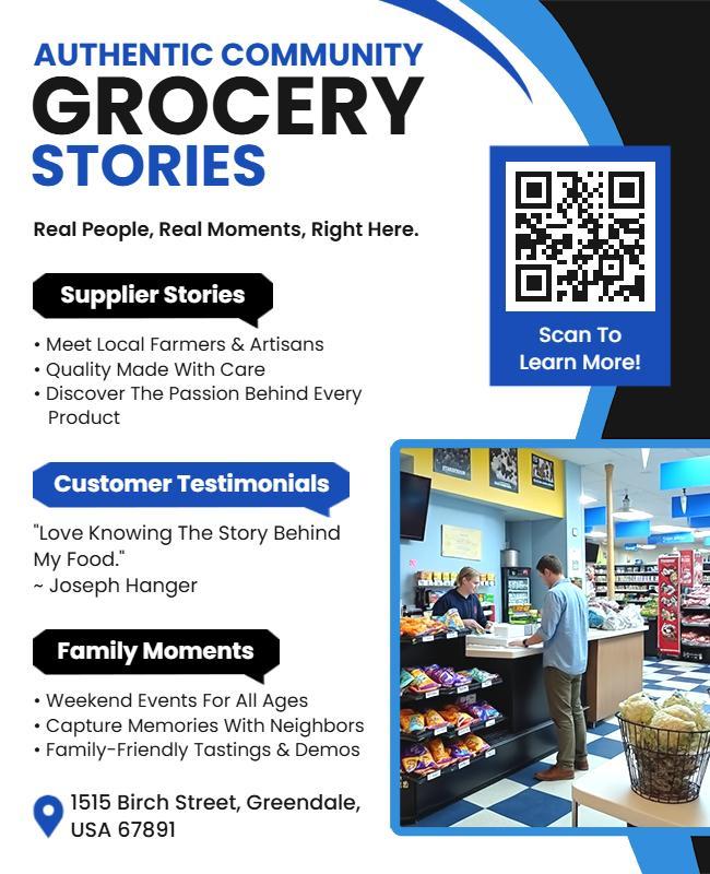 Authentic Community Stories Grocery Event Flyer Template