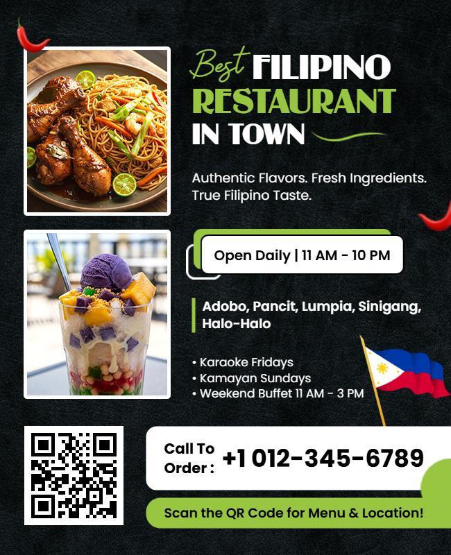Authentic Filipino Restaurant Promotion Flyer Template