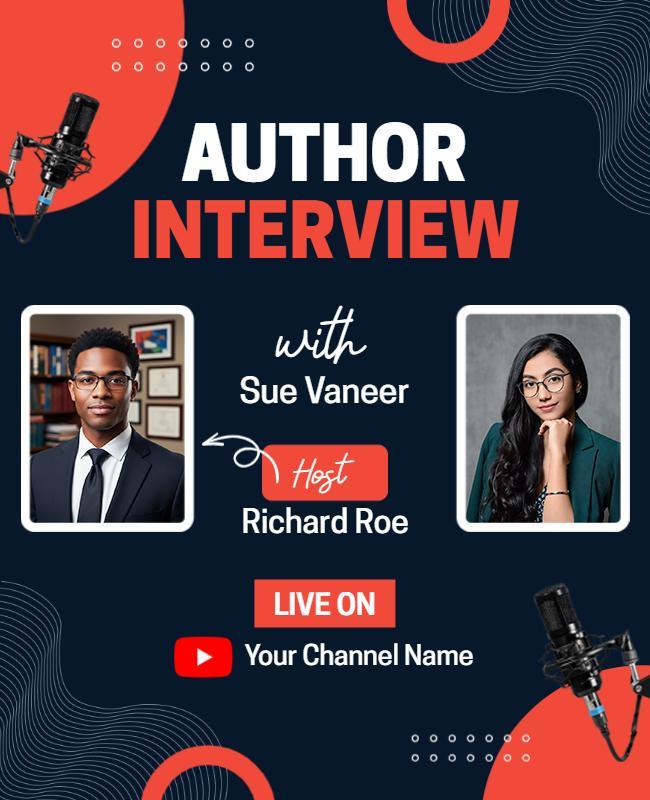 Author Interview Live Stream Event Flyer Template