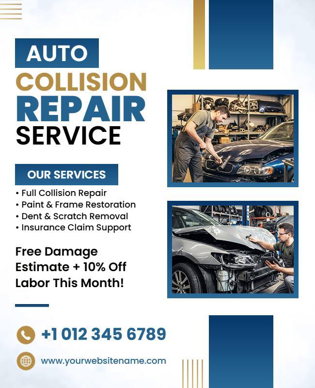 Auto Collision Repair Service Promotional Flyer Template
