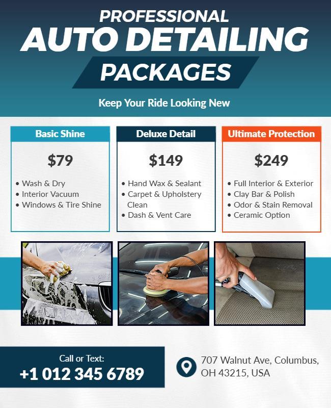 Auto Detailing Service Packages Flyer Template