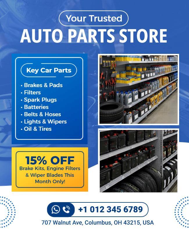 Auto Parts Store Promotional Flyer Template