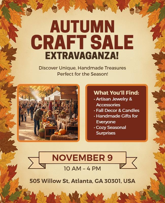 Autumn Handmade Craft Sale Extravaganza Flyer Template