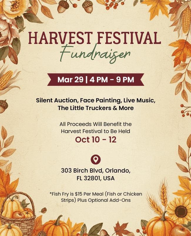 Autumn Harvest Festival Fundraiser Flyer Template