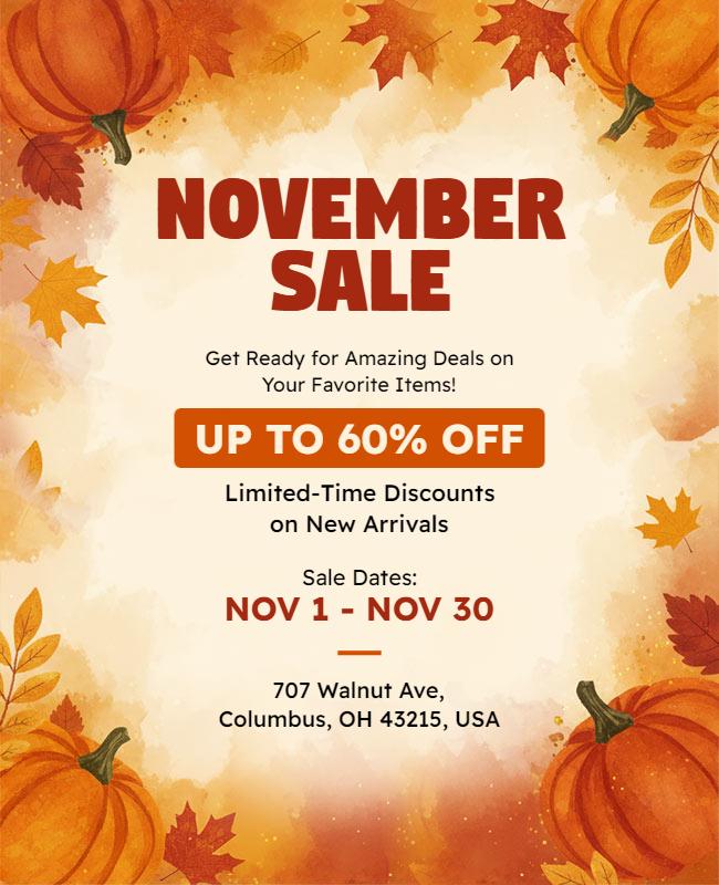 Autumn November Sale Promotional Flyer Template