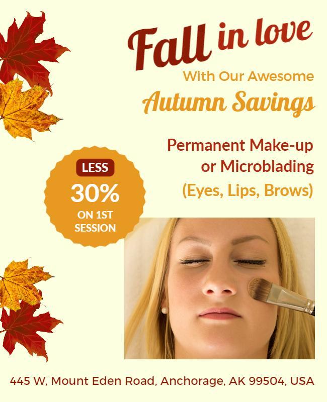 Autumn Themed Makeup Savings Promotion Poster Template