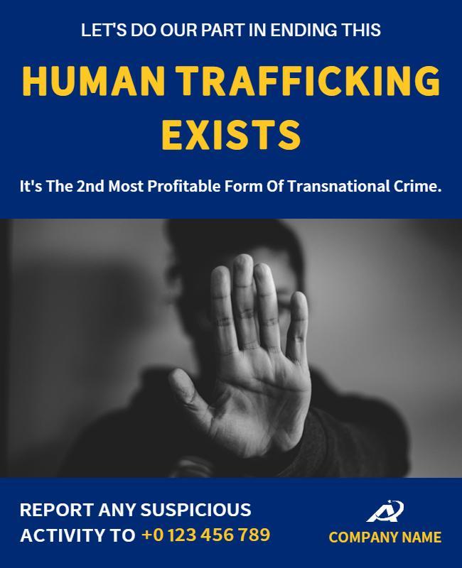 Awareness Blue Anti-Human Trafficking Campaign Poster Template