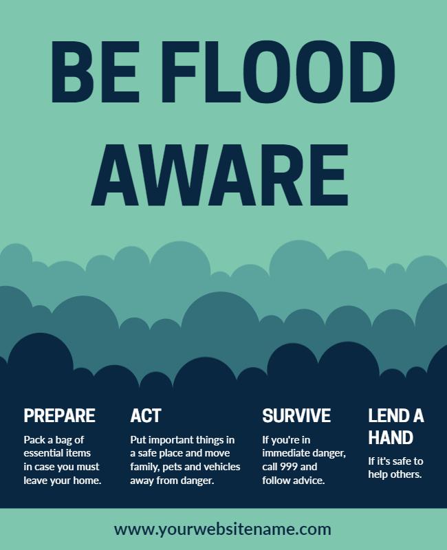 Awareness Campaign for Flood Safety Preparedness Poster Template