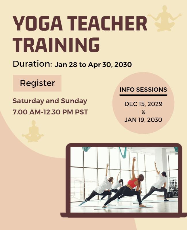 Balanced Beige Yoga Teacher Training Program Poster Template