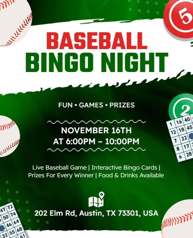 Baseball Bingo Night Event Flyer Template