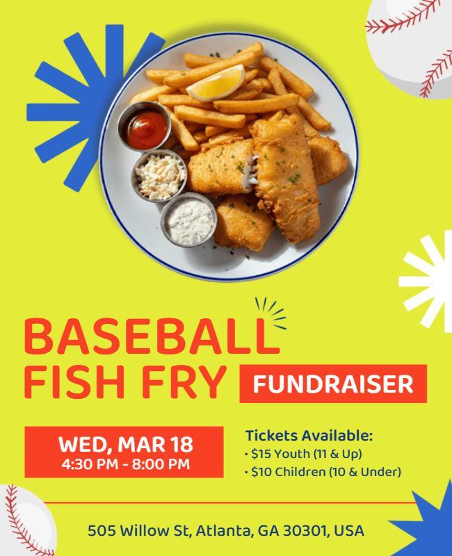Baseball Fish Fry Fundraiser Flyer Template