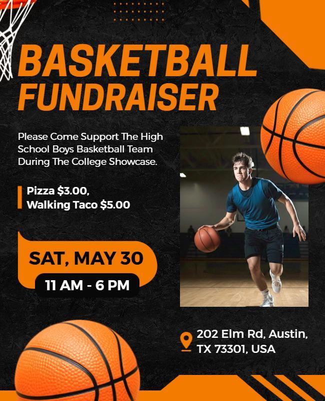 Basketball Fundraiser Community Event Flyer Template
