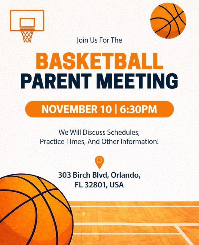 Basketball Parent Meeting Information Flyer Template