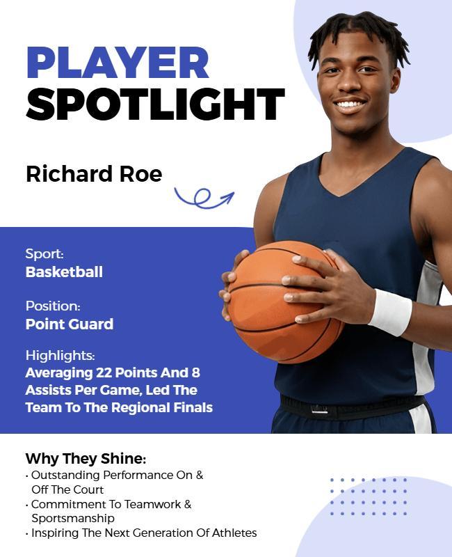 Basketball Player Achievement Spotlight Flyer Template