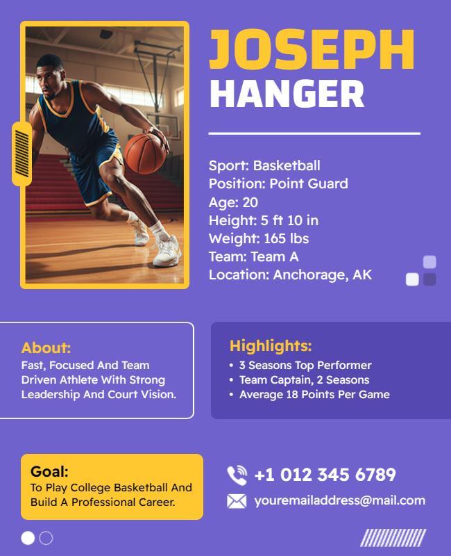 Basketball Player Profile Flyer Template
