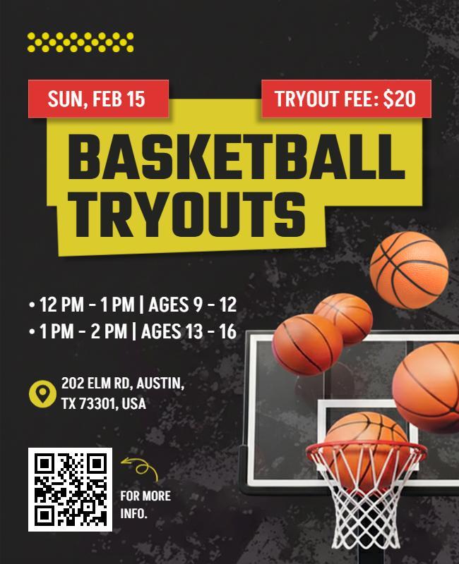 Basketball Tryouts Event Flyer Template