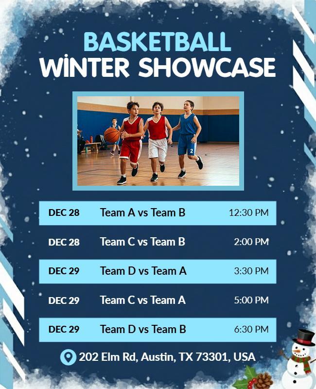 Basketball Winter Showcase Event Flyer Template