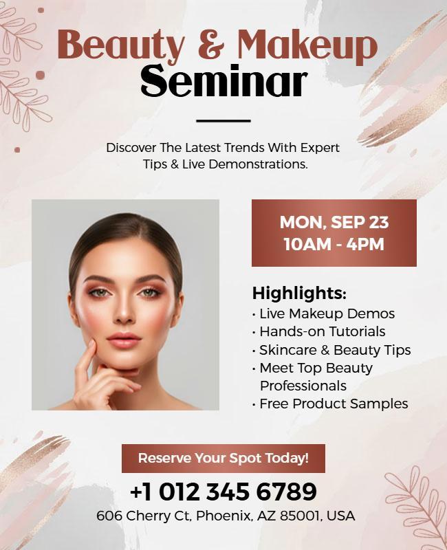 Beauty and Makeup Seminar Flyer Template