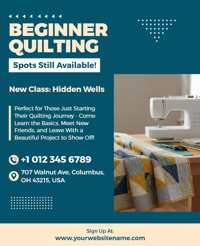Beginner Quilting Workshop Promotional Flyer Template