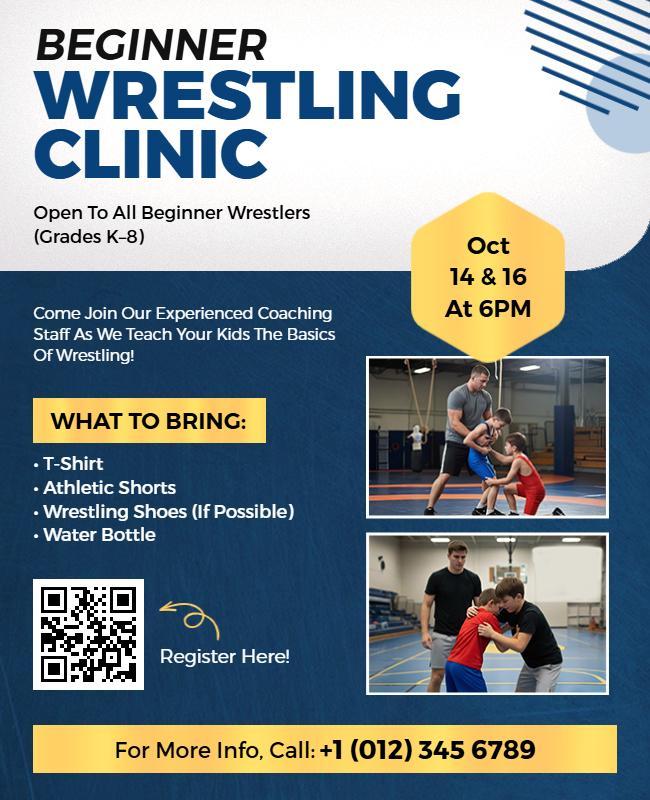 Beginner Youth Wrestling Clinic Flyer Template