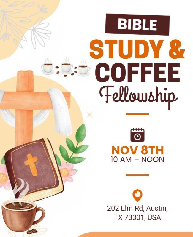 Bible Study and Coffee Fellowship Flyer Template