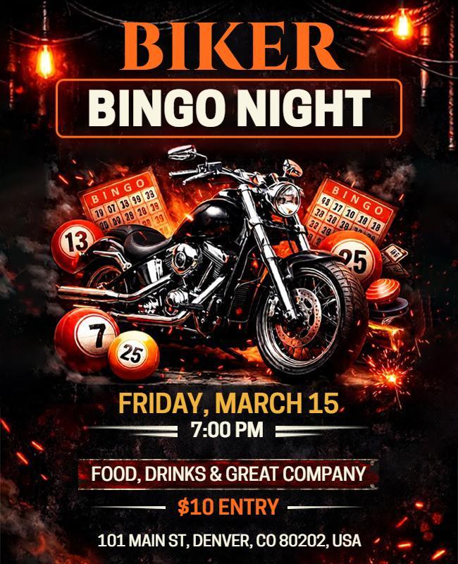 Biker Bingo Night Event Flyer Template