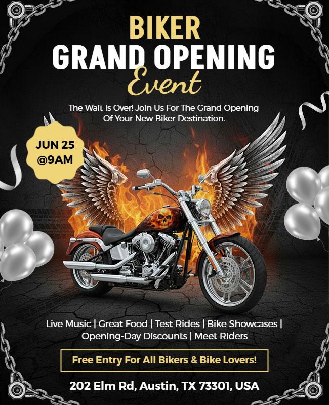 Biker Store Grand Opening Event Flyer Template
