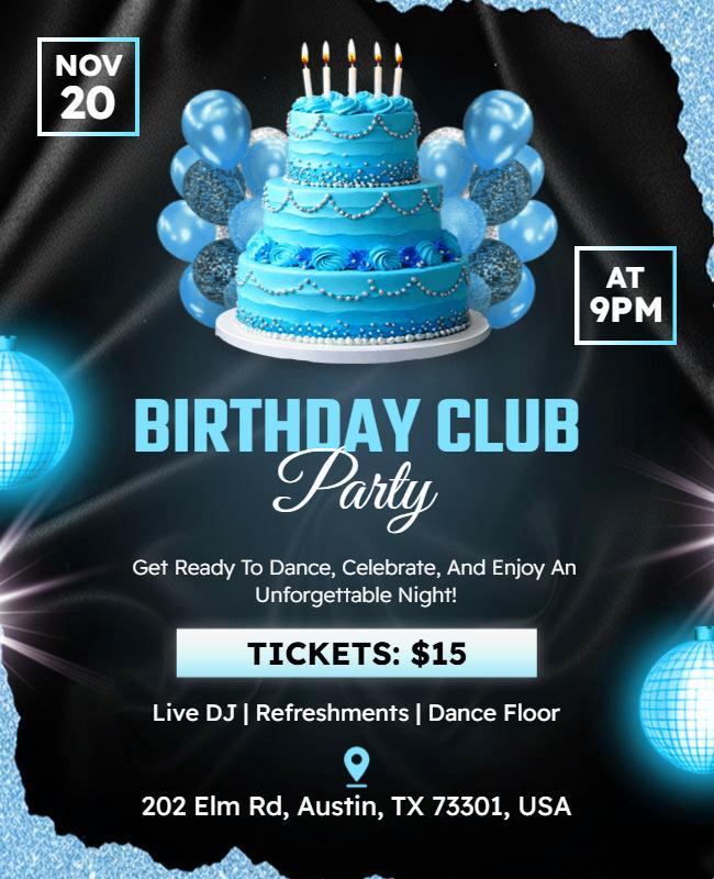 Birthday Celebration Club Party Flyer Template